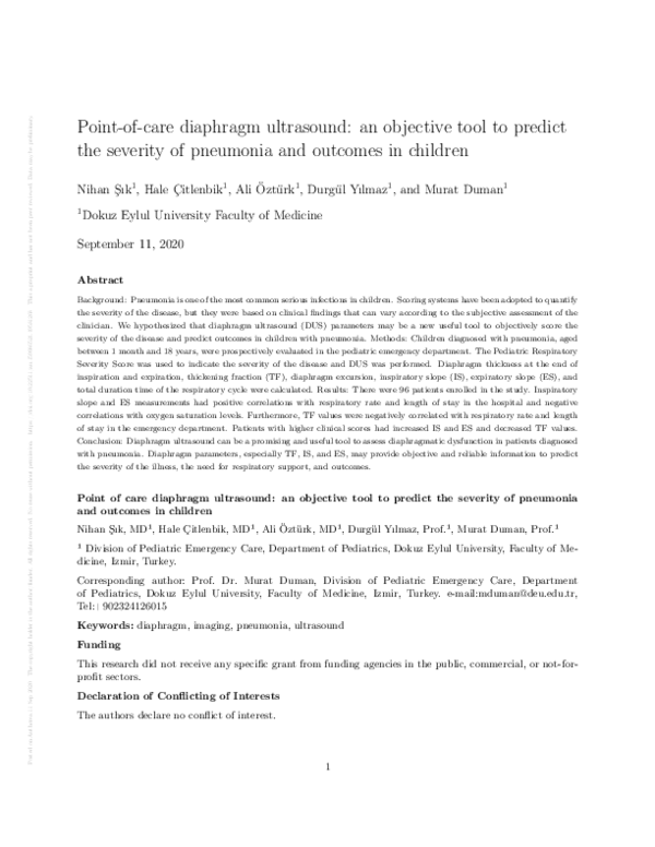 (PDF) Point-of-care diaphragm ultrasound: an objective tool to predict ...