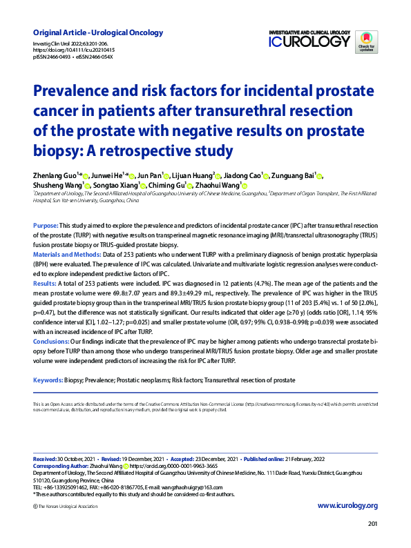 (PDF) Prevalence and risk factors for incidental prostate cancer in ...