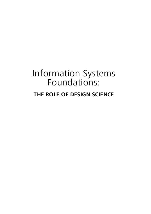 Pdf Information Systems Foundations Part Three The Role Of Design Science
