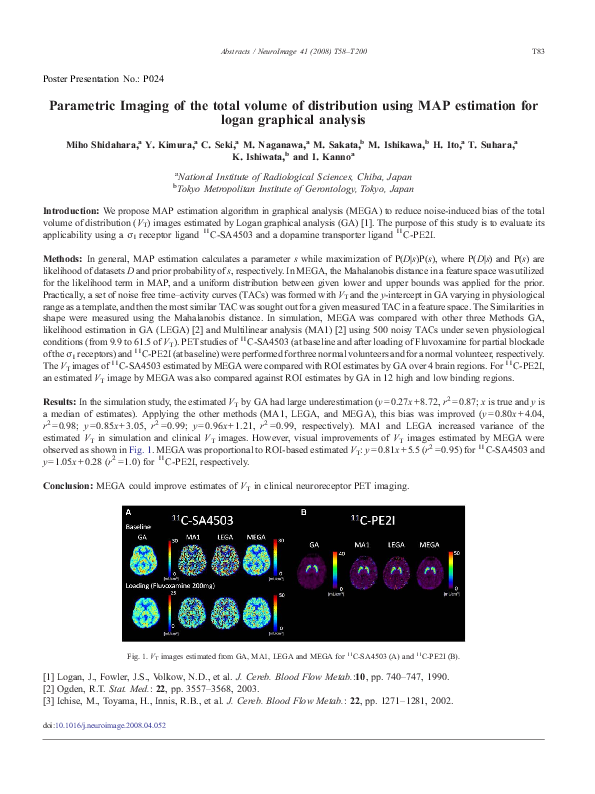 (PDF) Parametric Imaging of the total volume of distribution using MAP estimation for logan ...