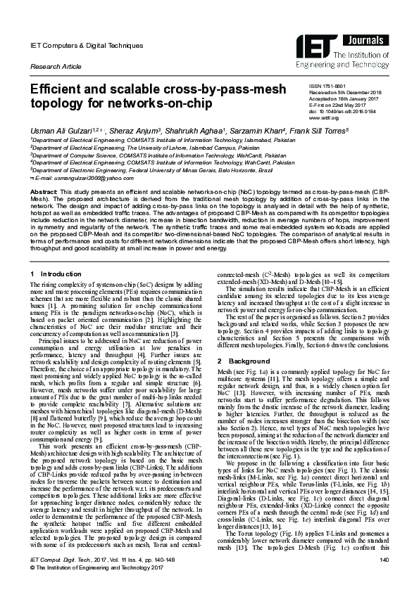 (PDF) Efficient and scalable cross‐by‐pass‐mesh topology for networks‐on‐chip