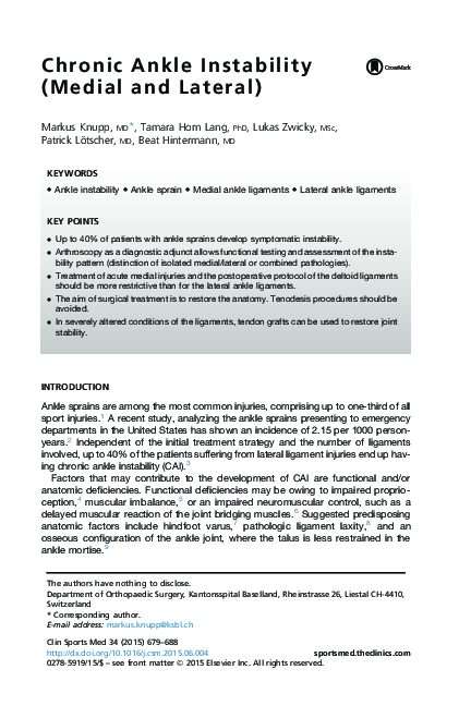 (PDF) Chronic Ankle Instability (Medial and Lateral)