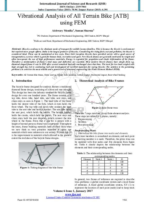 (PDF) Vibrational Analysis of All Terrain Bike [ATB] using FEM