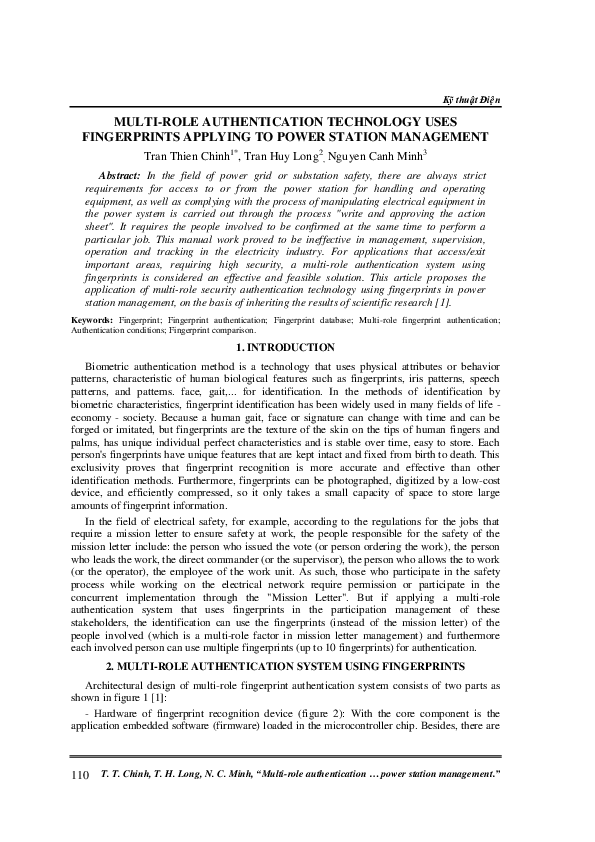 (PDF) MULTI-ROLE AUTHENTICATION TECHNOLOGY USES FINGERPRINTS APPLYING ...