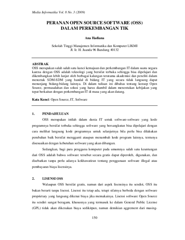 (PDF) Peranan Open Source Software (Oss) Dalam Perkembangan Tik