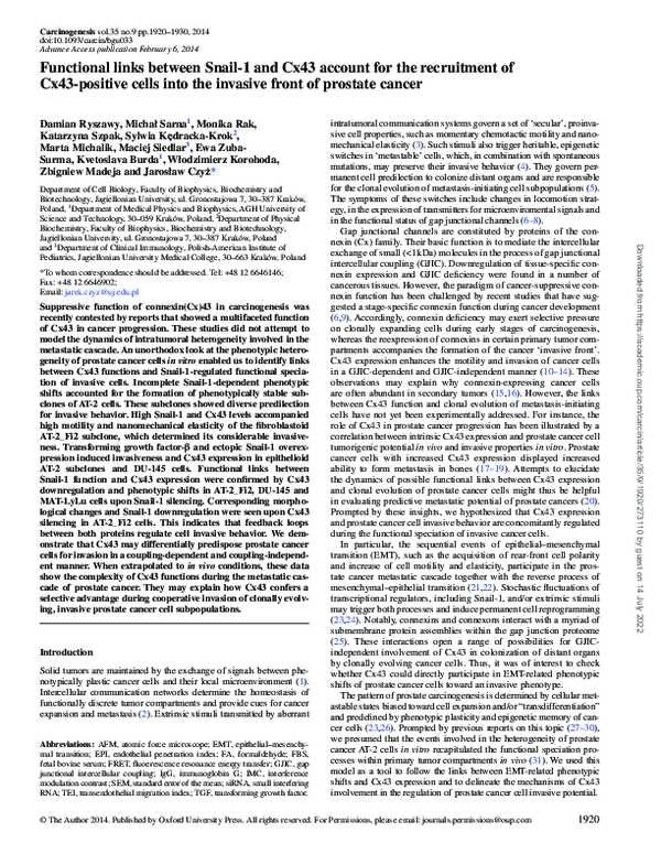 (PDF) Functional links between Snail-1 and Cx43 account for the ...