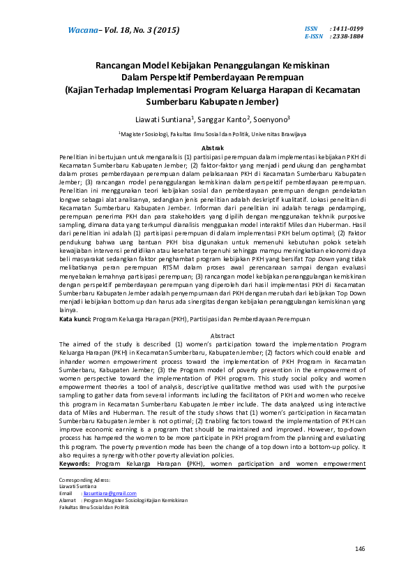 (PDF) Rancangan Model Kebijakan Penanggulangan Kemiskinan Dalam ...