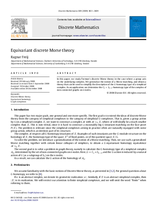 (PDF) Equivariant discrete Morse theory