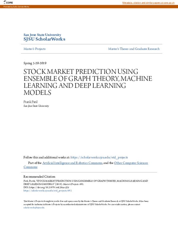 (PDF) Stock Market Prediction Using Ensemble of Graph Theory, Machine Learning and Deep Learning ...