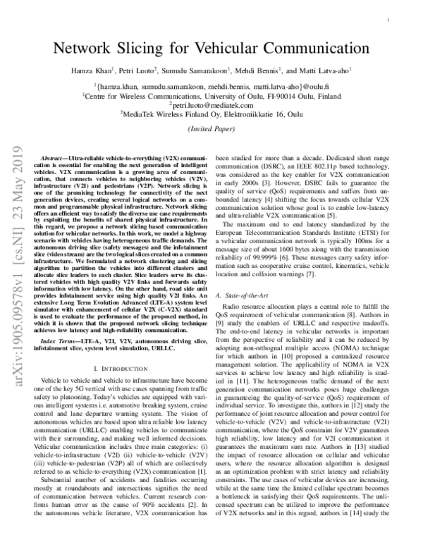 (PDF) Network slicing for vehicular communication