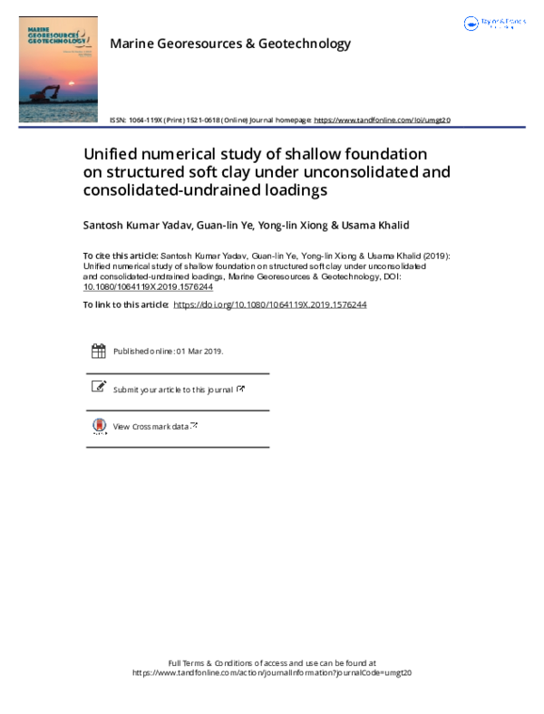 (PDF) Unified numerical study of shallow foundation on structured soft ...