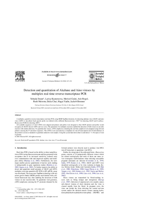 (PDF) Detection and quantitation of Akabane and Aino viruses by multiplex real-time reverse ...