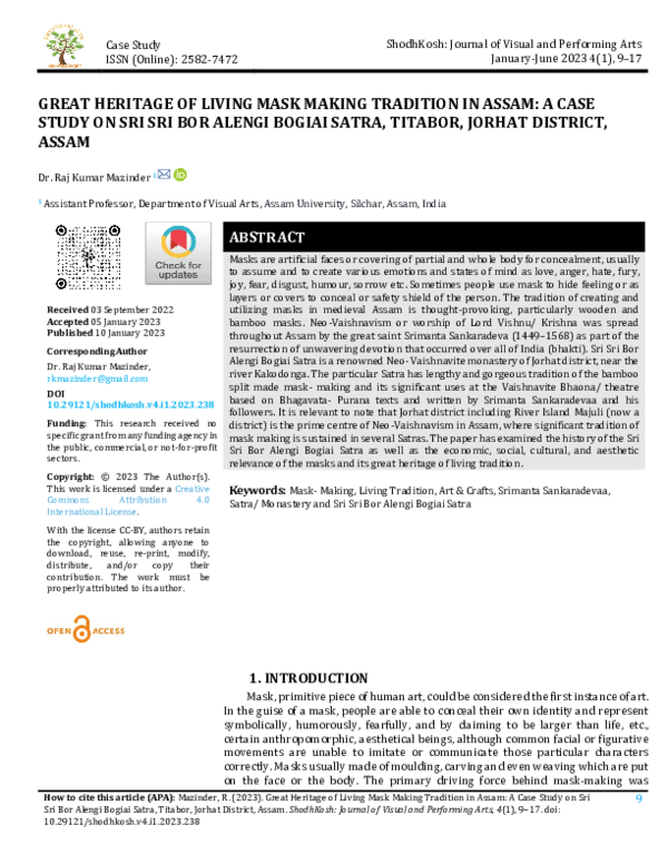 (PDF) GREAT HERITAGE OF LIVING MASK MAKING TRADITION IN ASSAM: A CASE ...