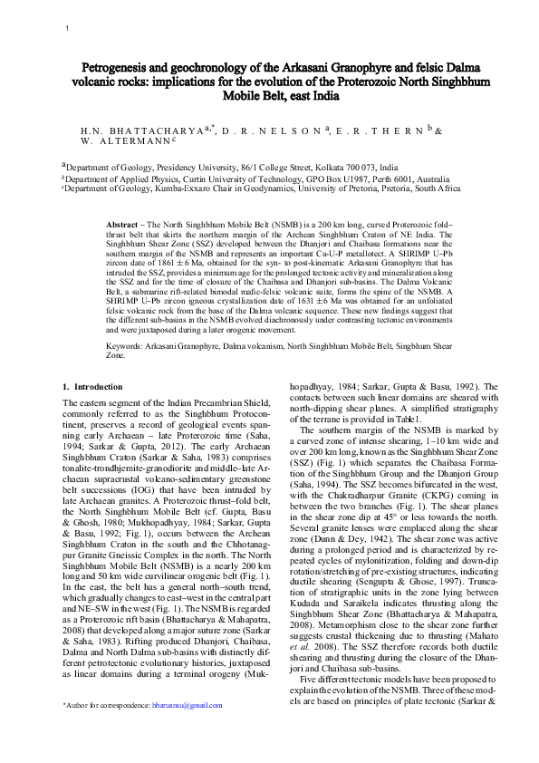 (PDF) Petrogenesis and geochronology of the Arkasani Granophyre and ...