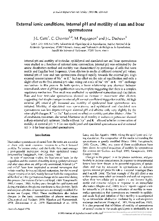 (PDF) External ionic conditions, internal pH and motility of ram and ...