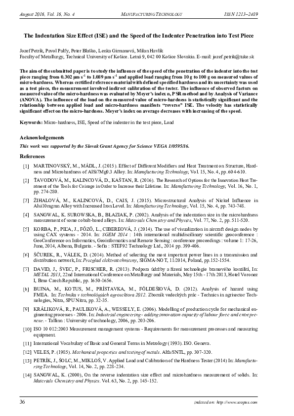 (PDF) Indentation Size Effect on Micro-Hardness with Indenter Speed