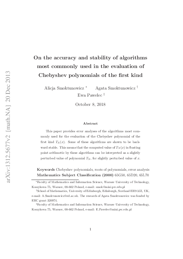 (PDF) On the accuracy and stability of algorithms most commonly used in ...