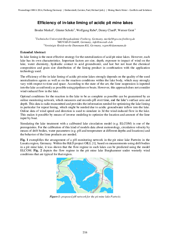 (PDF) Efficiency of in-lake liming of acidic pit mine lakes