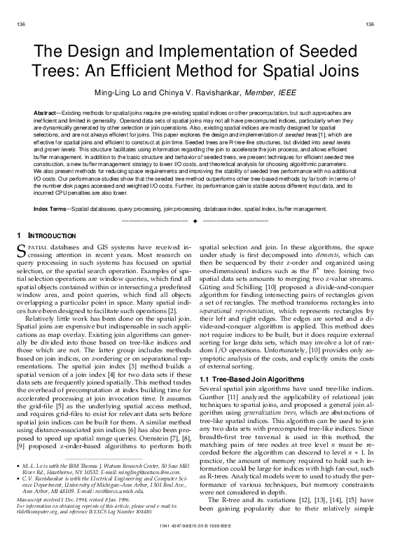 (PDF) The design and implementation of seeded trees: an efficient method for spatial joins