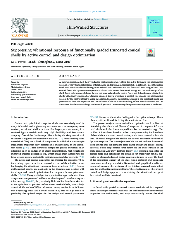 (PDF) Suppressing vibrational response of functionally graded truncated ...