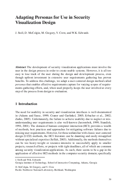 (PDF) Adapting Personas for Use in Security Visualization Design