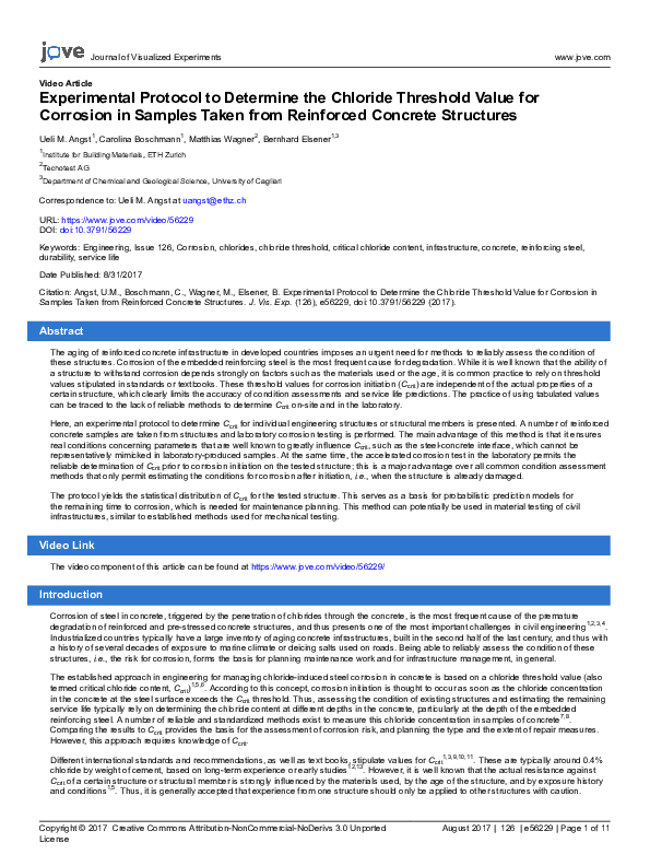 (PDF) Experimental Protocol to Determine the Chloride Threshold Value ...