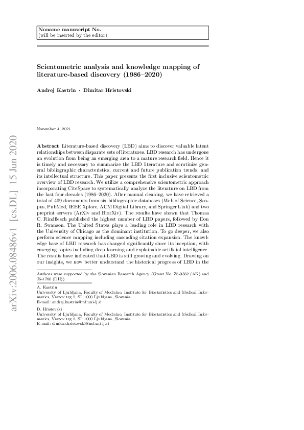 (PDF) Scientometric analysis and knowledge mapping of literature-based ...