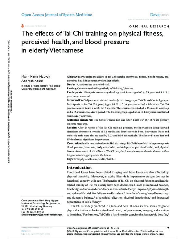 (PDF) The effects of Tai Chi training on physical fitness, perceived health, and blood pressure ...