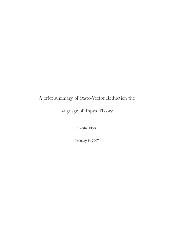 Pdf A Brief Summary Of State Vector Reduction The Language Of Topos