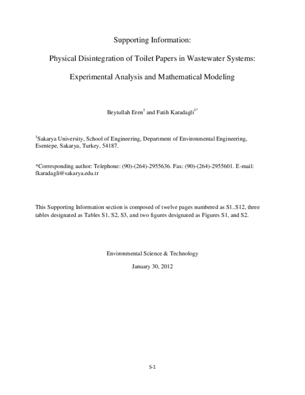 (PDF) Physical Disintegration of Toilet Papers in Wastewater Systems ...