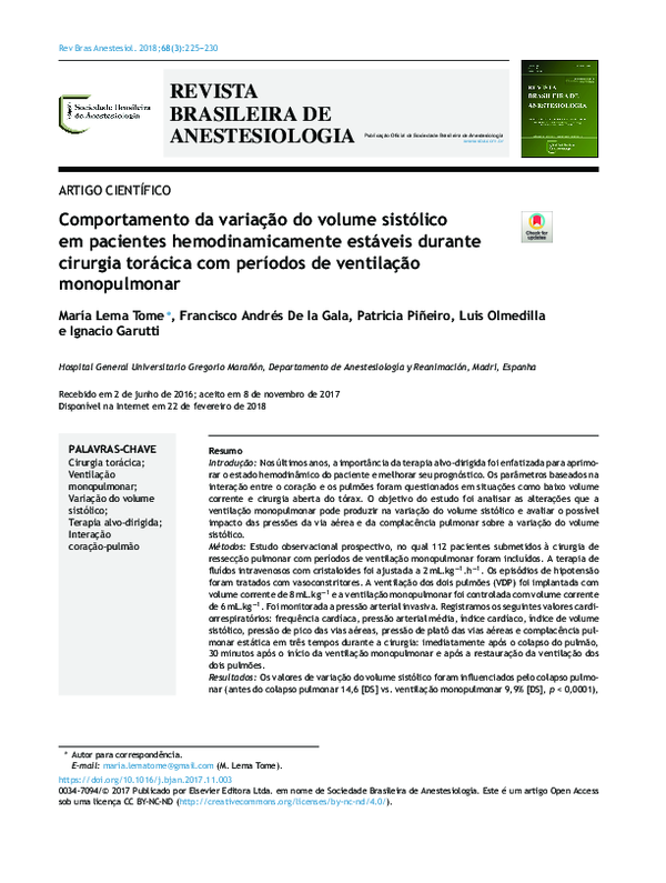 (PDF) Comportamento da variação do volume sistólico em pacientes ...