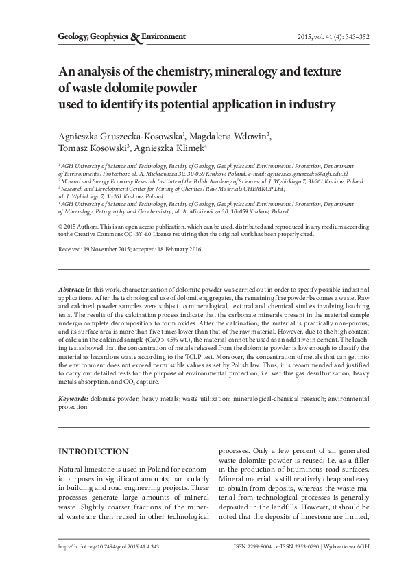 (PDF) An analysis of the chemistry, mineralogy and texture of waste ...