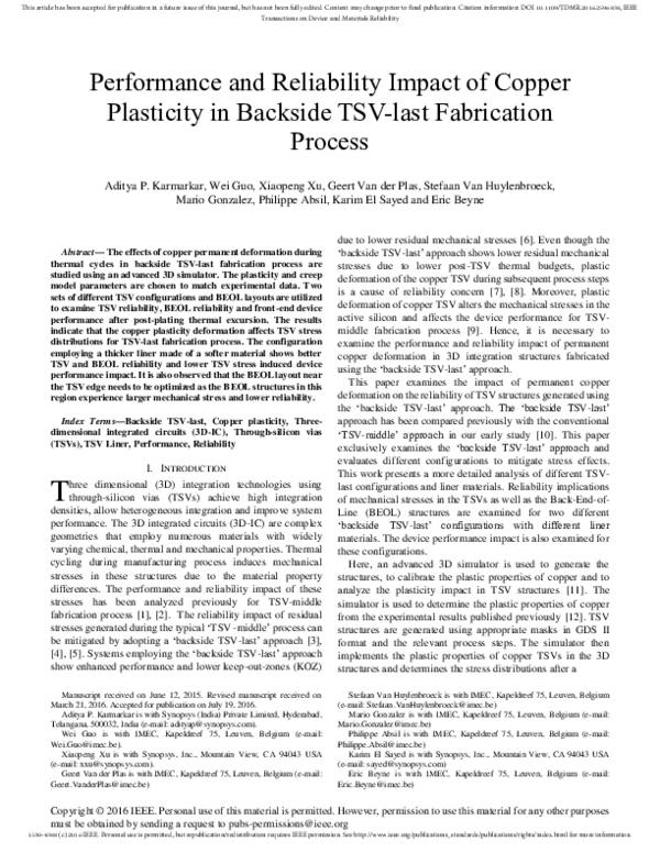 (PDF) Performance and Reliability Impact of Copper Plasticity in ...