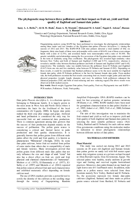 (PDF) The phylogenetic map between three pollinizers and their impact ...