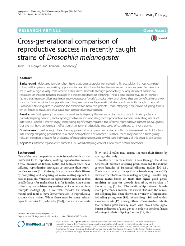 (PDF) Cross-generational comparison of reproductive success in recently ...