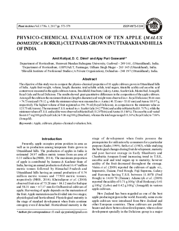 (PDF) Physico-Chemical Evaluation of Ten Apple ( Malus Domestica Borkh ...