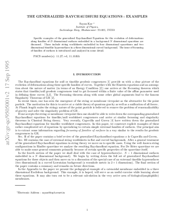 (PDF) Generalized Raychaudhuri equations: Examples