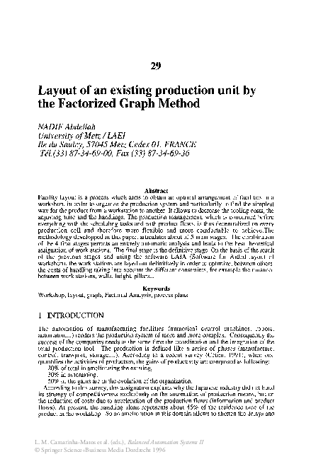 (PDF) Layout of an existing production unit by the Factorized Graph Method