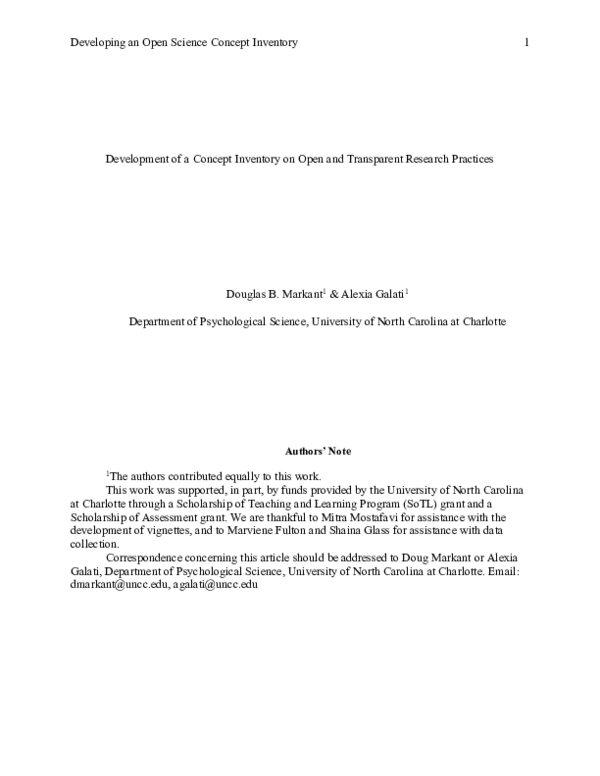 (PDF) Development of a Concept Inventory on Open and Transparent ...