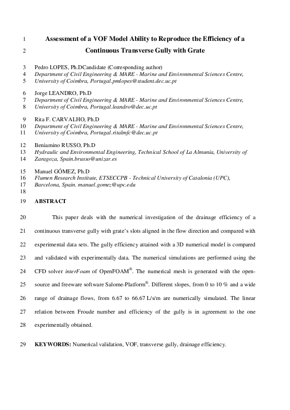 (PDF) Assessment of a VOF Model Ability to Reproduce the Efficiency of ...