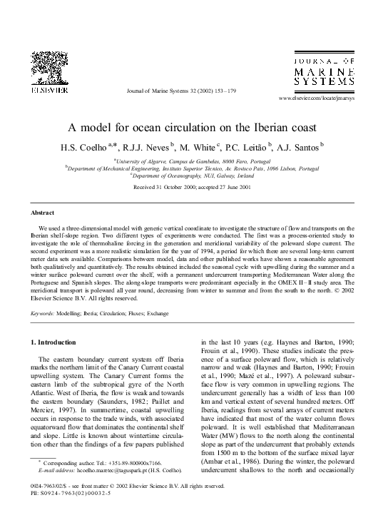 (PDF) A model for ocean circulation on the Iberian coast