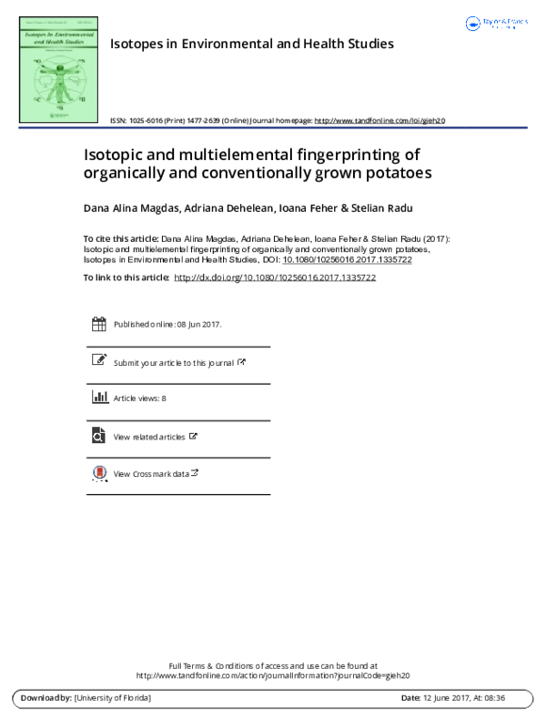 (PDF) Isotopic and multielemental fingerprinting of organically and ...