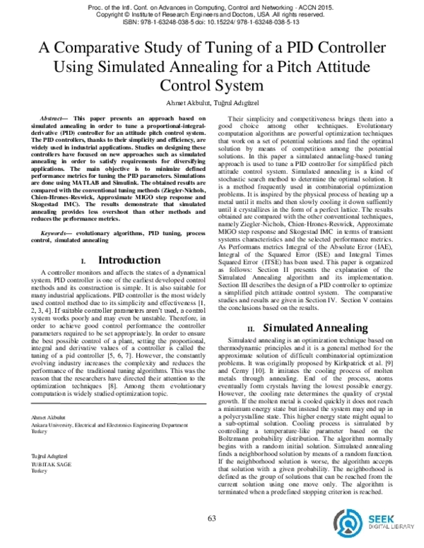 (PDF) A Comparative Study of Tuning of a PID Controller Using Simulated Annealing for a Pitch ...