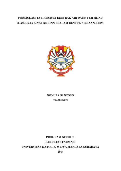 (PDF) Formulasi tabir surya ekstrak air daun teh hijau (camellia sinensis linn.) dalam bentuk ...
