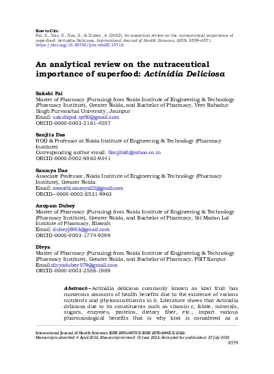 (PDF) Analytical Review on the Nutraceutical Importance of Superfood