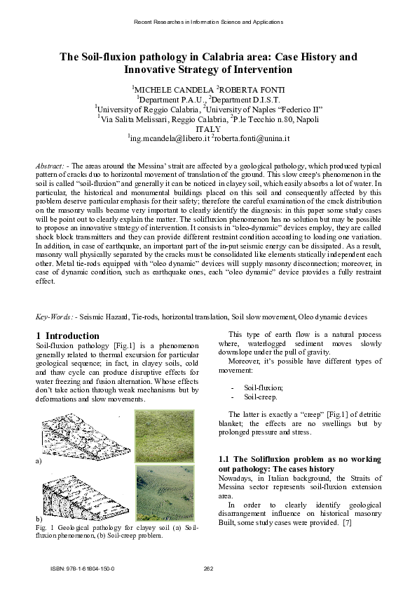 (PDF) The Soil-fluxion pathology in Calabria area: Case History and ...