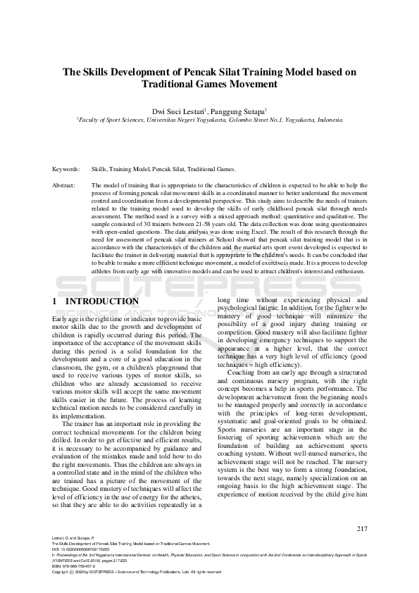(PDF) The Skills Development of Pencak Silat Training Model based on ...