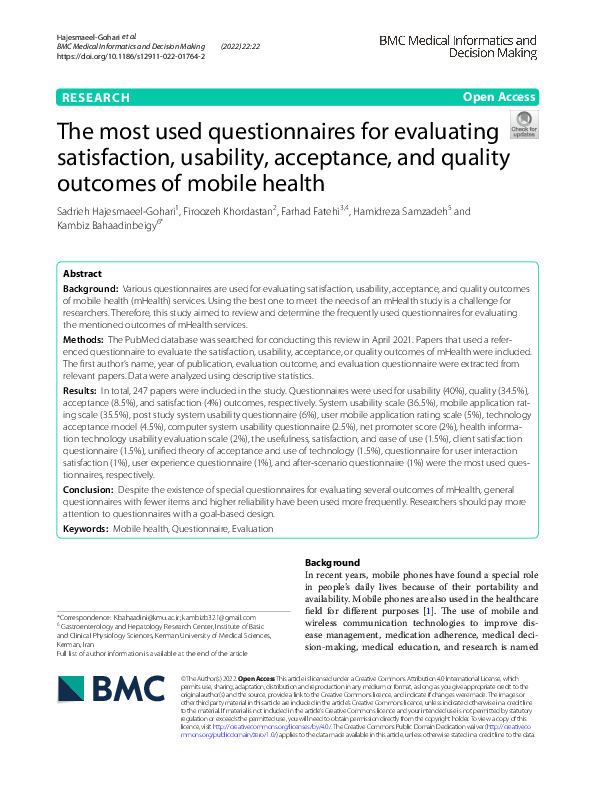 (PDF) The most used questionnaires for evaluating satisfaction ...
