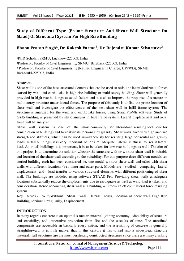(PDF) Study of Different Type (Frame Structure And Shear Wall Structure ...