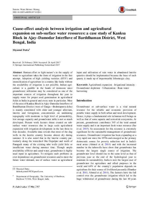 (PDF) Cause-effect analysis between irrigation and agricultural ...
